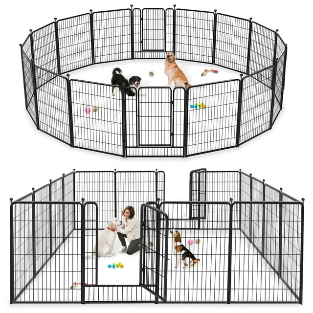 Jhsomdr 40" Height Heavy Duty Metal Dog Playpen 16 Panels Exercise Pens ...
