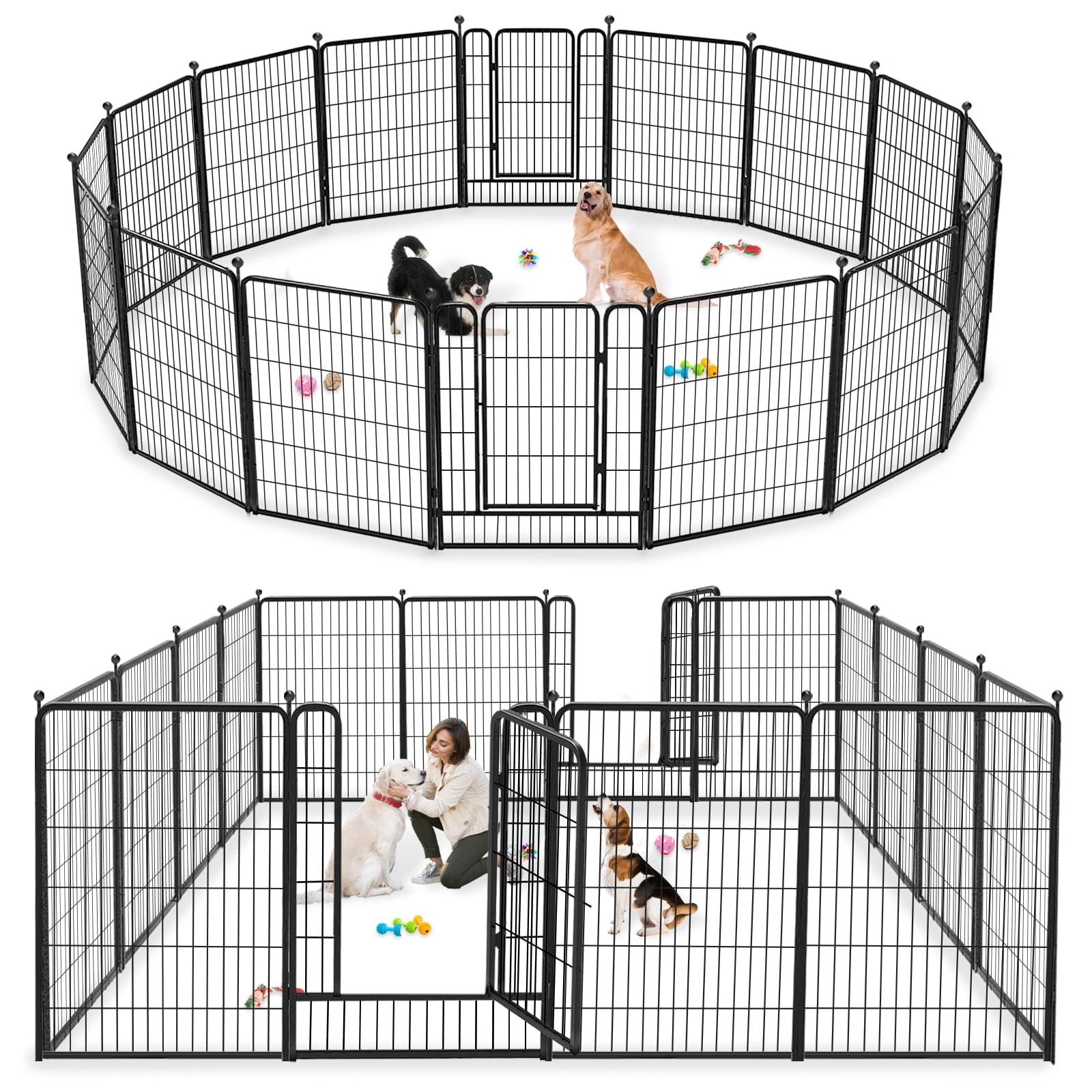 "Jhsomdr 40"" Heavy Duty Metal Dog Playpen, 20 Panels Foldable Pet Yard ...