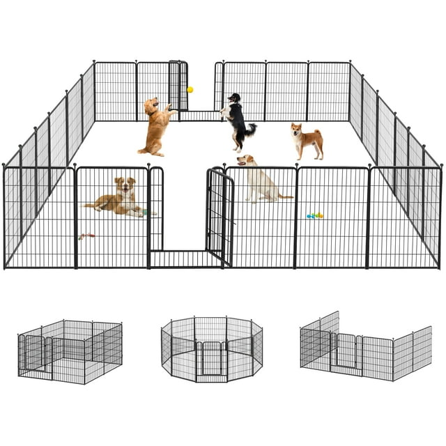 Jhsomdr 40" Height Heavy Duty Metal Dog Playpen 24 Panels Exercise Pens ...