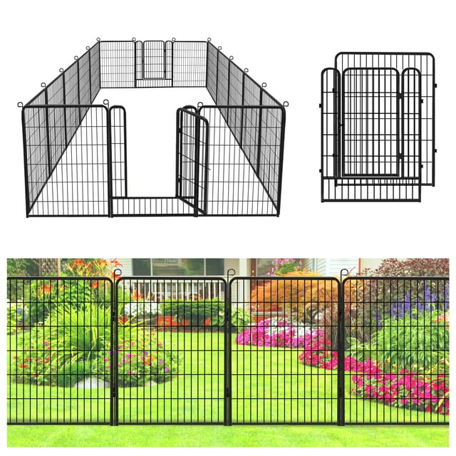 Jhsomdr 40" Tall Extendable Garden Fence, 16 Panels Animal Barrier, No ...
