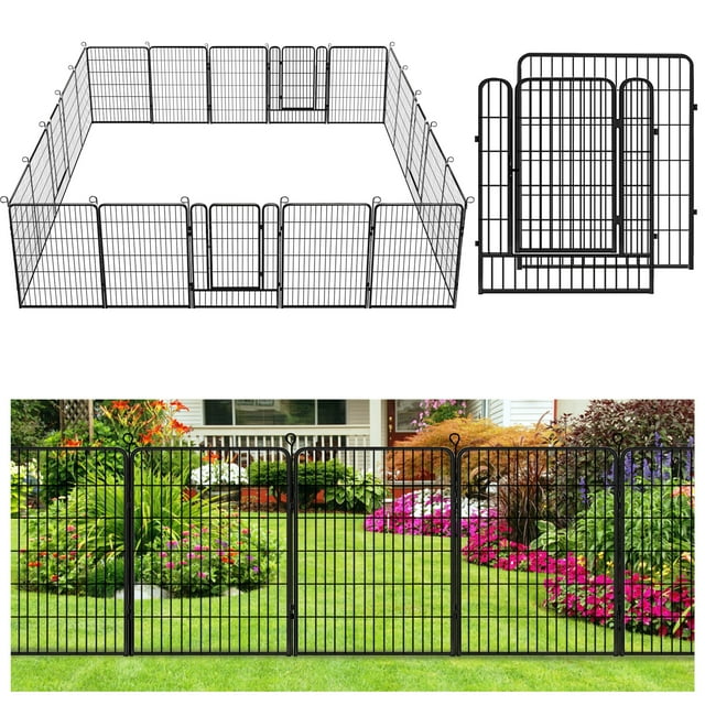 "Jhsomdr 40"" Tall Decorative Garden Fence, No Dig Metal Barrier for ...