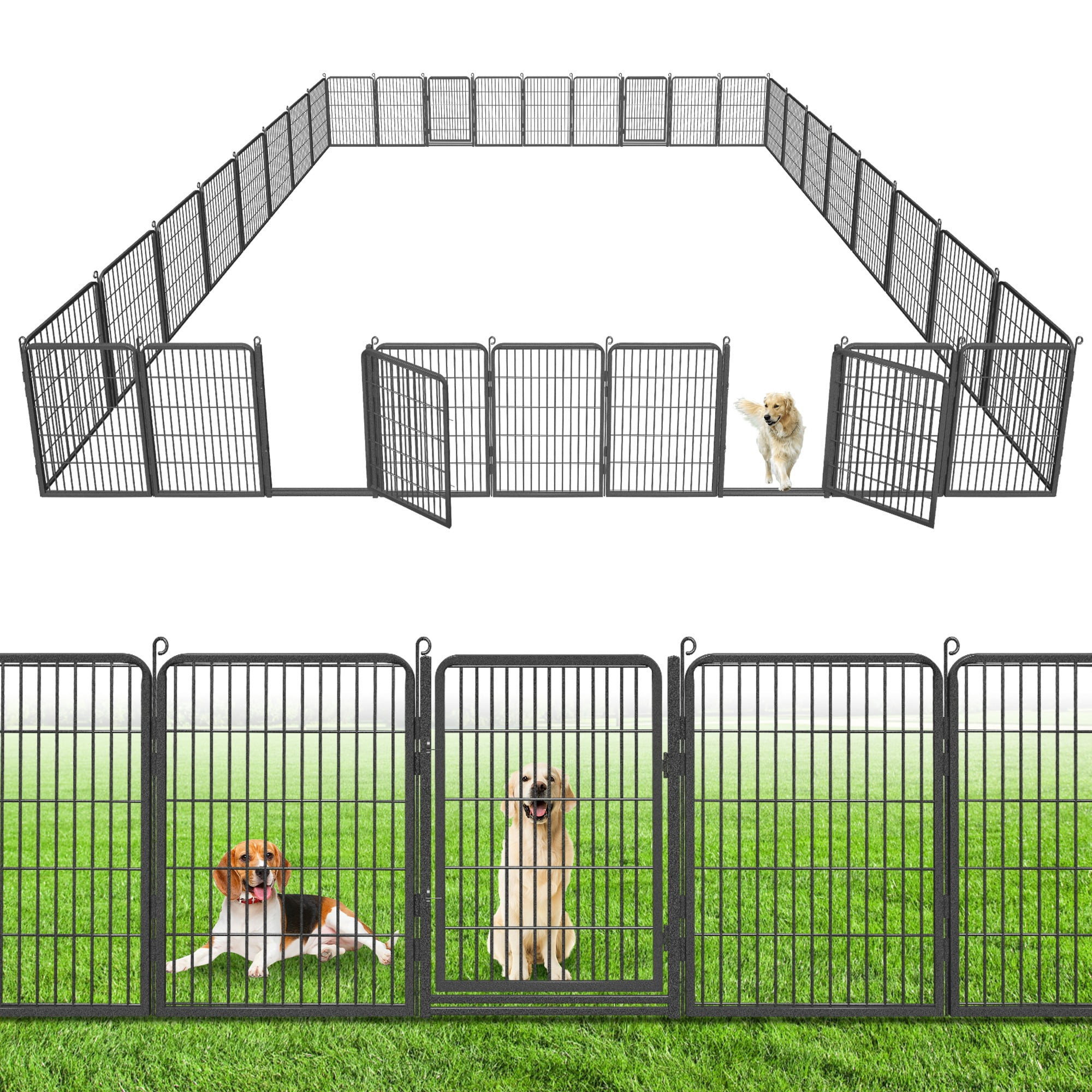 Jhsomdr Decorative Garden Fence with Gate 74ft (L)×32in (H) Heavy Duty ...