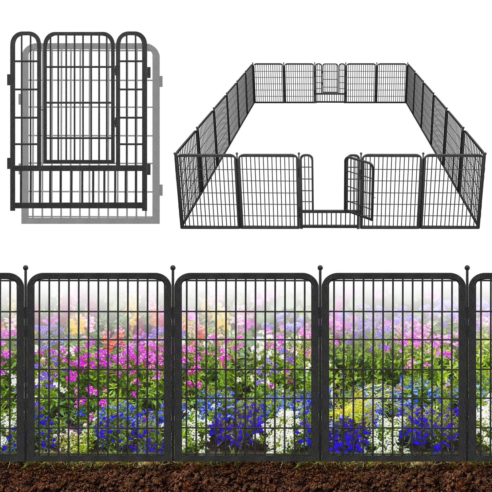Jhsomdr Decorative Garden Metal Fence 50ft (L)×40in(H) 22 Panels Heavy ...