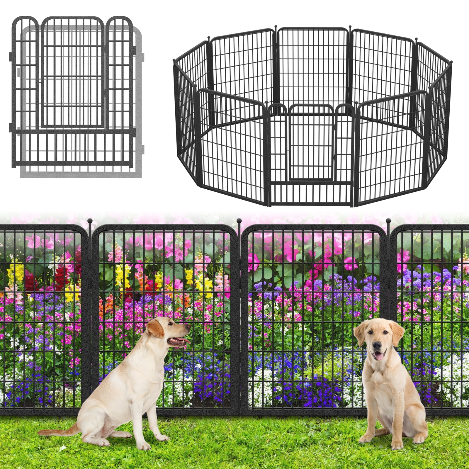 Jhsomdr Decorative Garden Metal Fence Outdoor 23ft (L)×40in(H) 10 ...