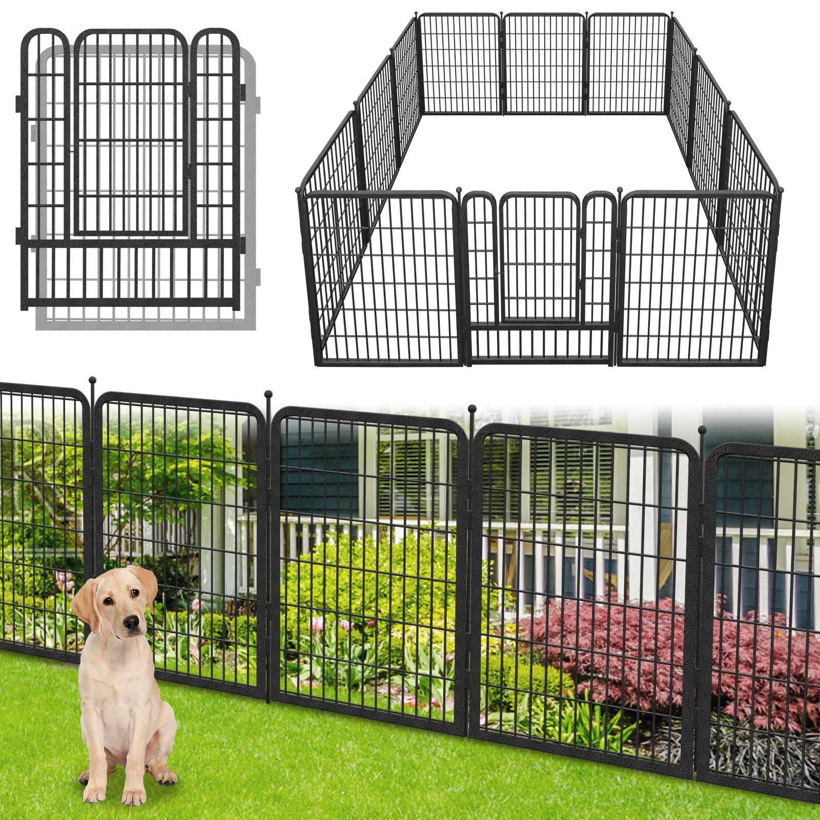 Jhsomdr Decorative Garden Metal Fence Outdoor 27ft (L)×40in(H) 12 ...
