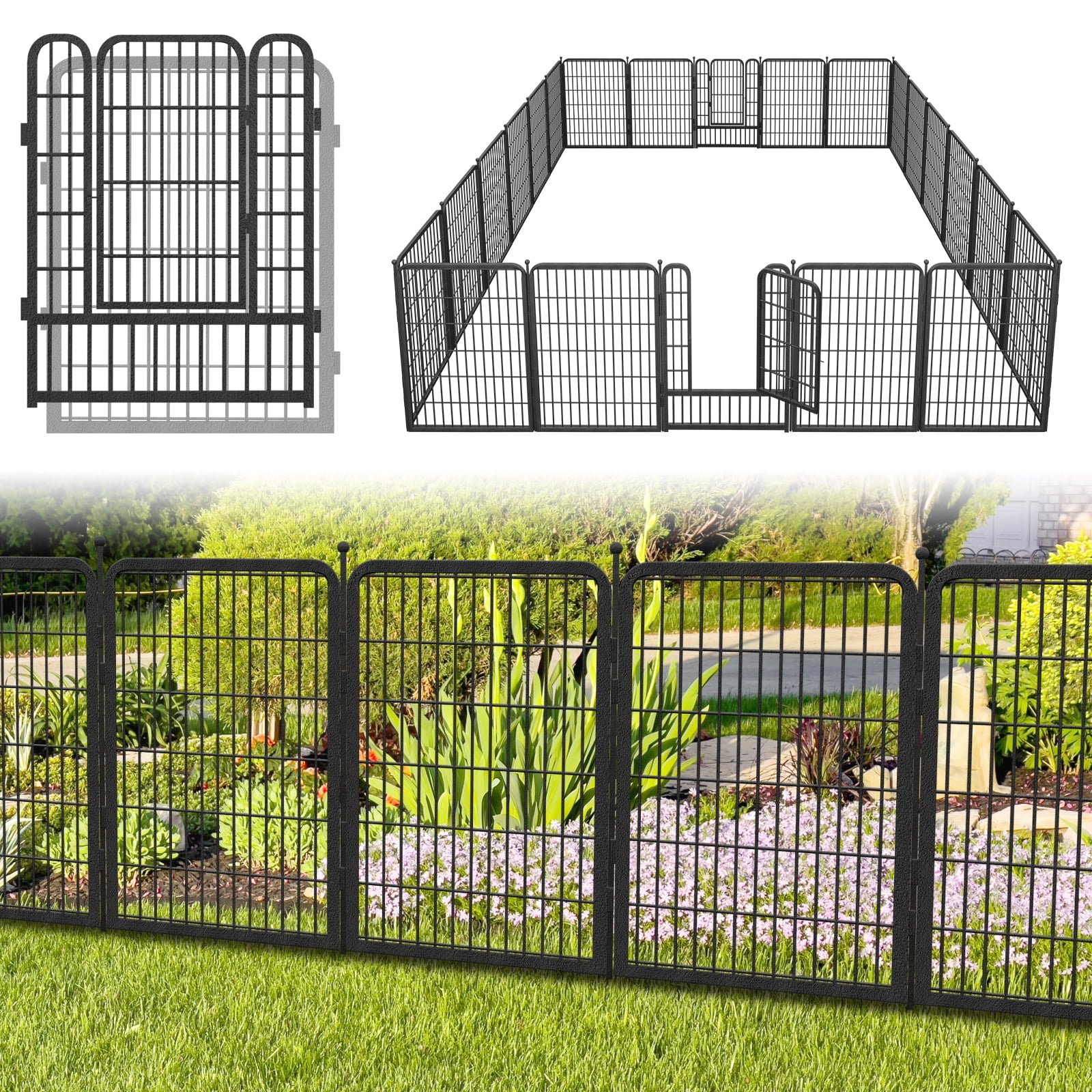 Jhsomdr Decorative Garden Metal Fence Outdoor 50ft (L)×40in(H) 22 ...