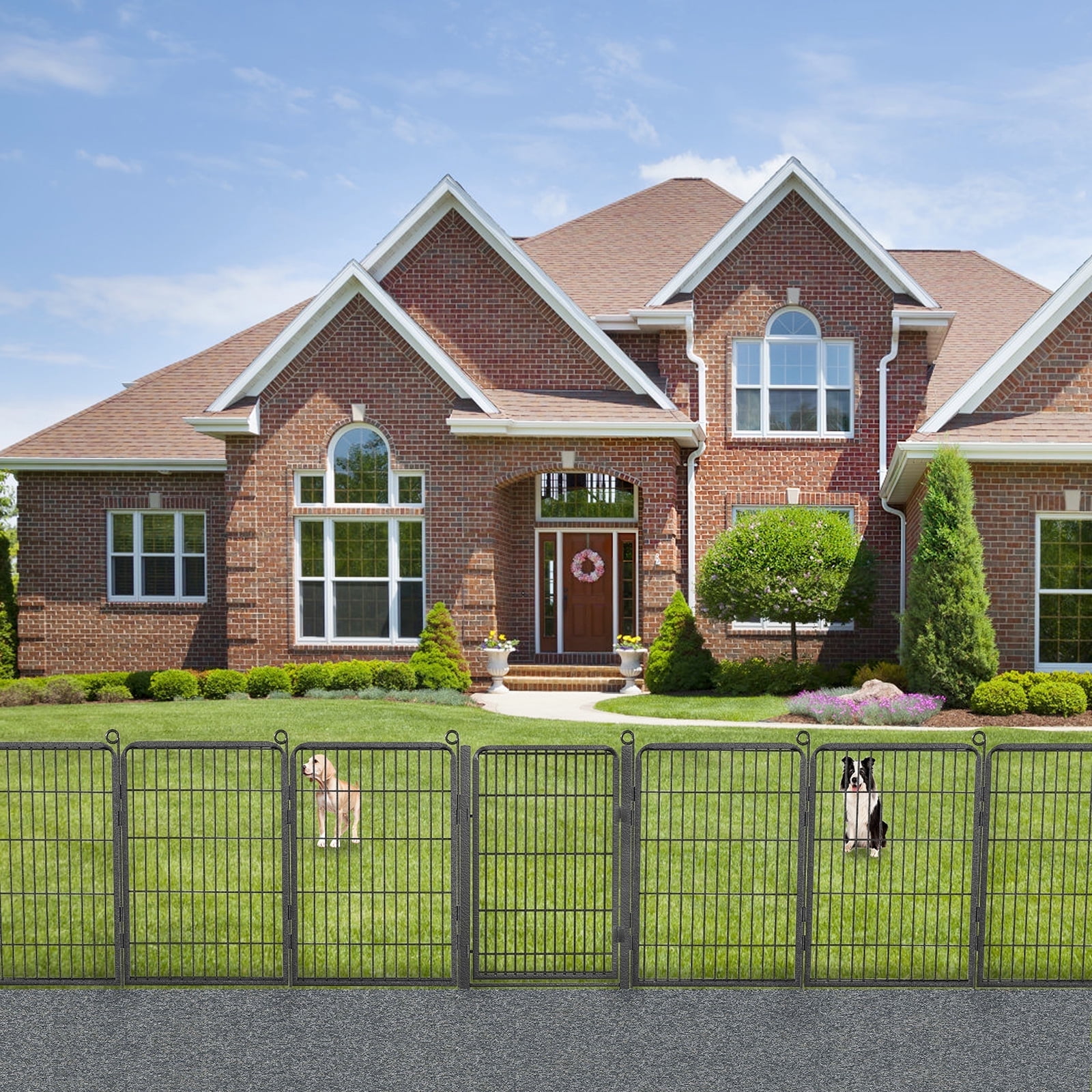 Jhsomdr Decorative Garden Metal Fence with Gate 31ft (L)×32in (H ...