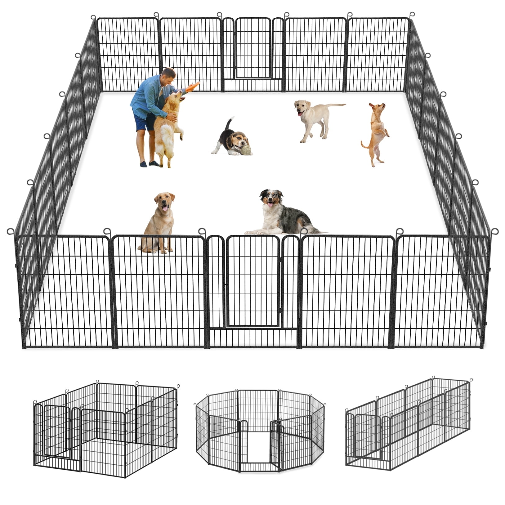 Jhsomdr Dog Playpen 20 Panels 40" Height Pet Dog Fence Metal Outdoor ...