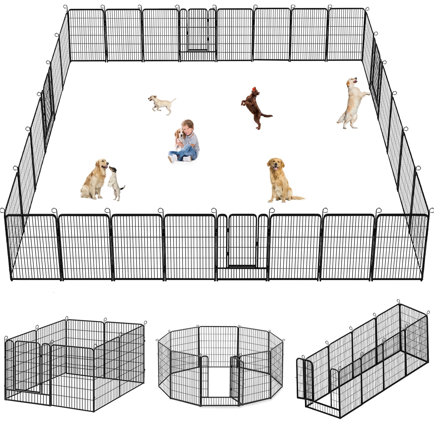 Jhsomdr Tall Adjustable Dog Playpen 28 Panels 40" Height, Metal Outdoor ...