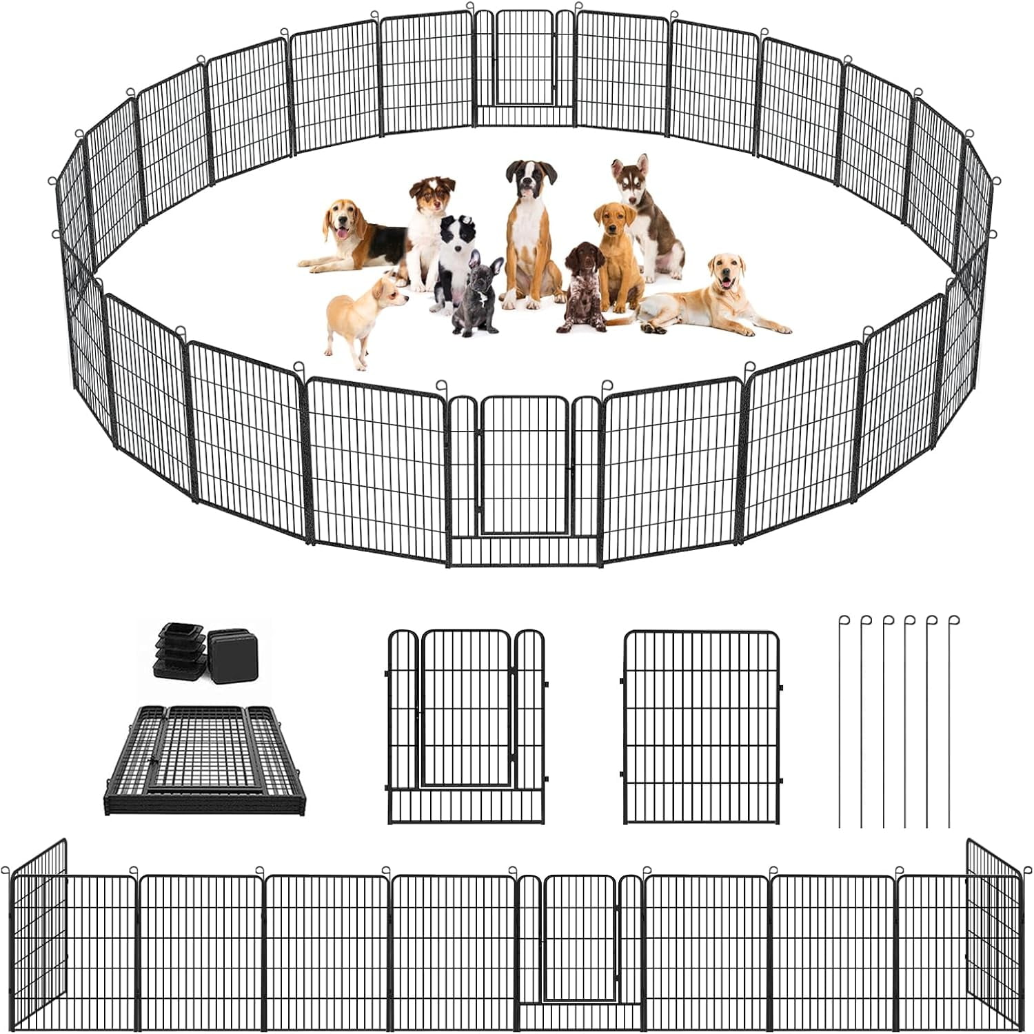Jhsomdr Dog Playpen Indoor Outdoor 24 Panels 32" Height Dog Fence Puppy ...
