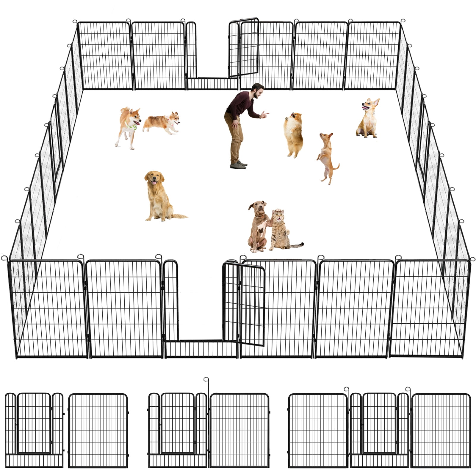"Jhsomdr Large Puppy Yard Run, Heavy Duty Metal Dog Fence for Outside ...