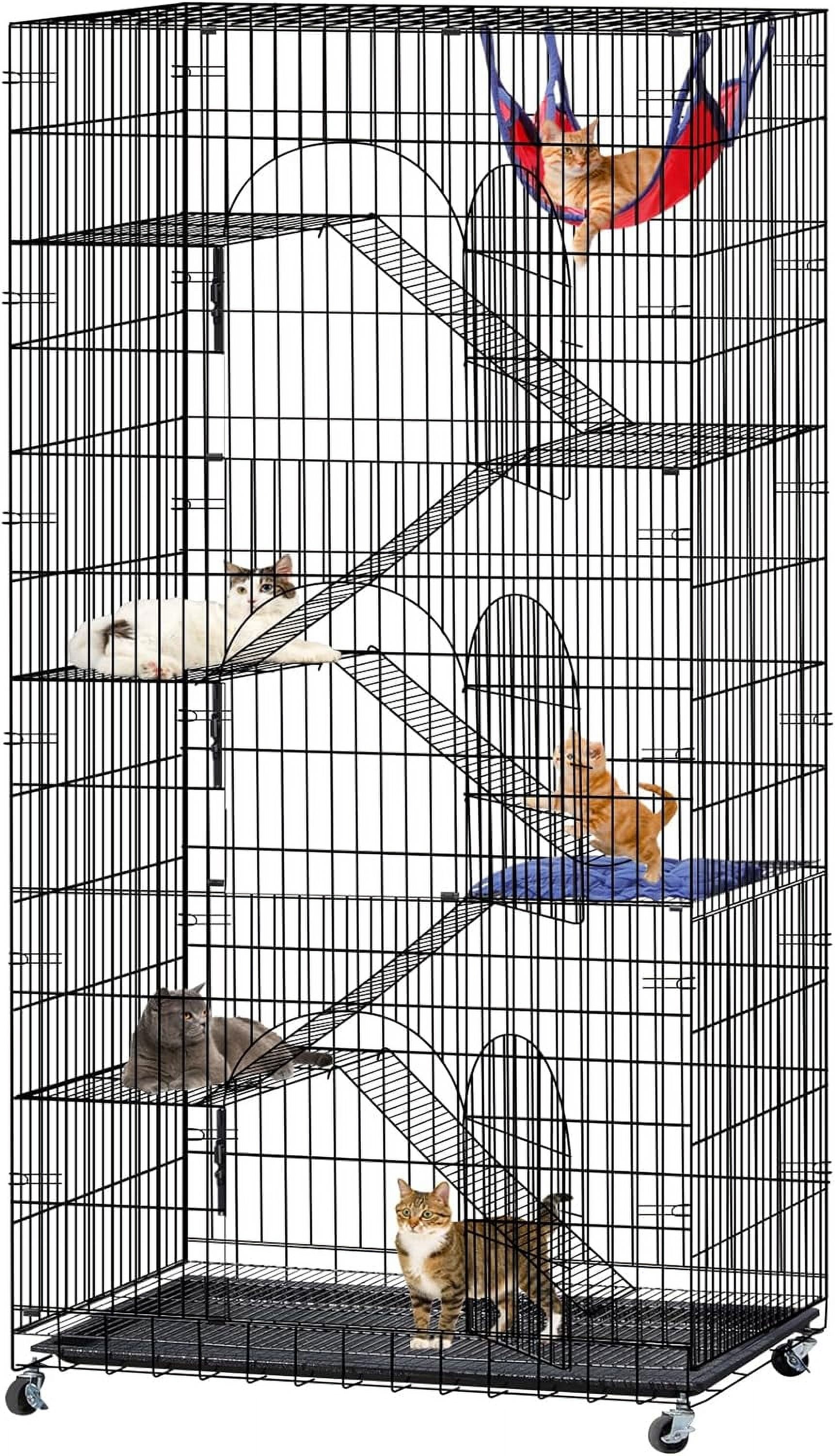 Jhsomdr 6-Tier Large Cat Cage with Hammock, Indoor/Outdoor Pet Pen ...