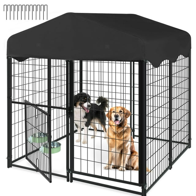 Jhsomdr Large 4.2x4x4.5ft Outdoor Dog Kennel with UV-Resistant Roof ...