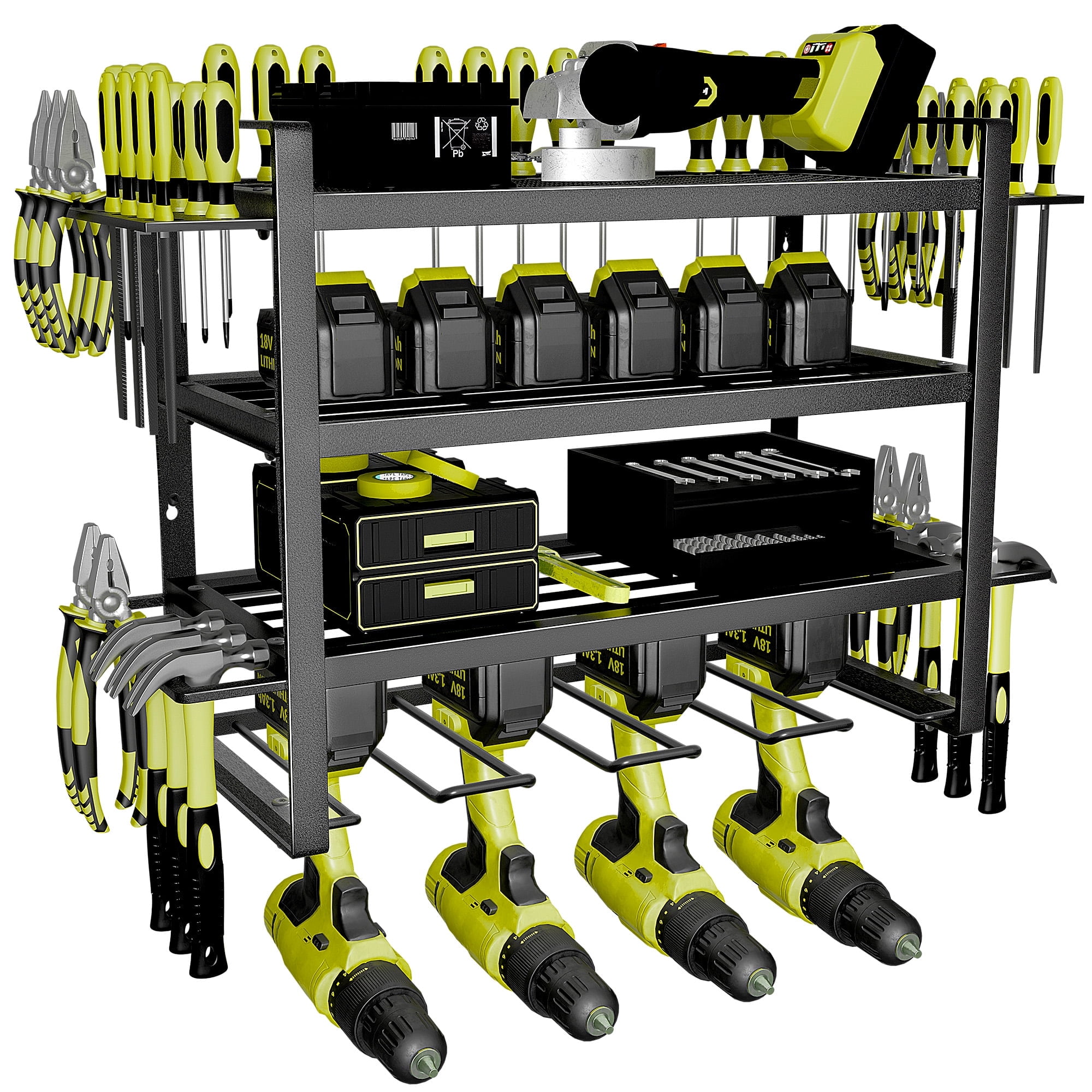 Jhsomdr Power Tool Organizer Wall Mount Heavy Duty 4 Drill Holder ...