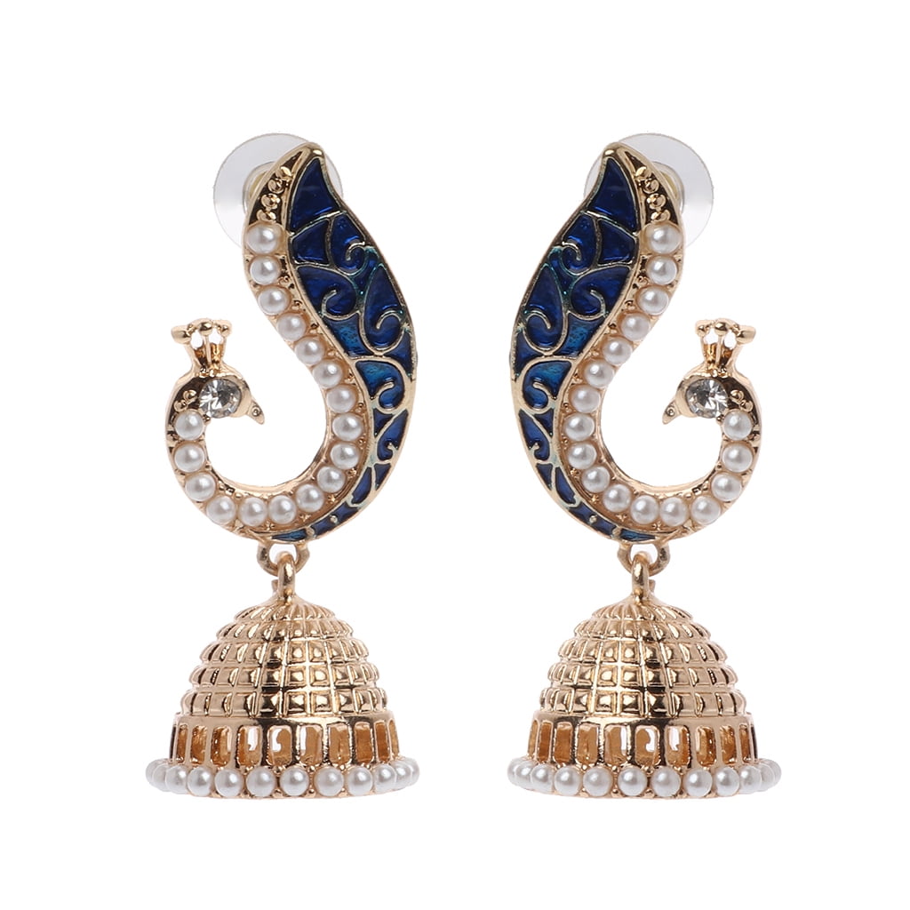 Jhumka Jhumki Gypsy Earring National Style Bollywood Kundan Peacock ...
