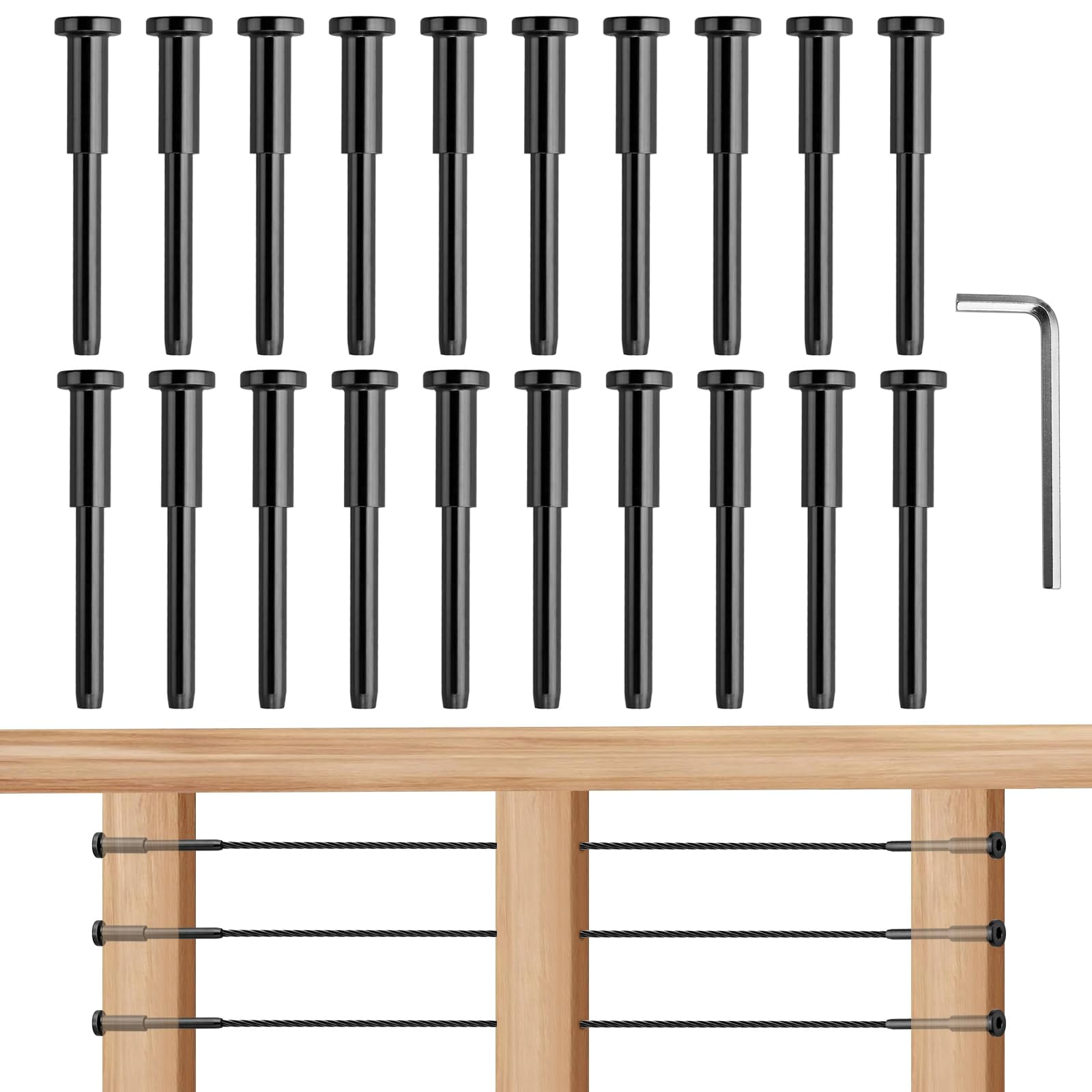 JiGiU 20-Pack Invisible Cable Railing Kit T316 Stainless Steel Cable ...