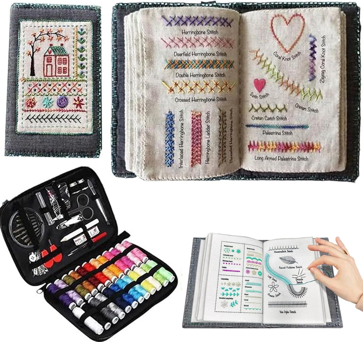 Jia Store Portable Embroidery Stitch Book & Tool Kit | All-in-One Set ...