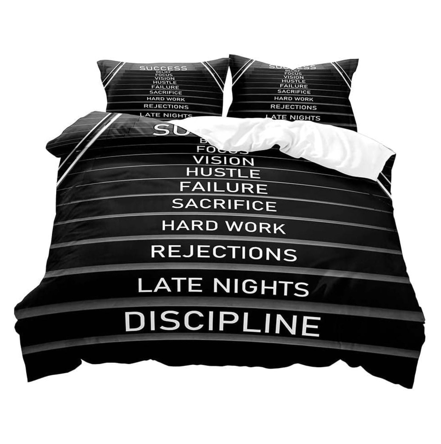 Jia ma sha 3PCS Black Duvet Cover Full Bedding Set, Positive Quotes ...