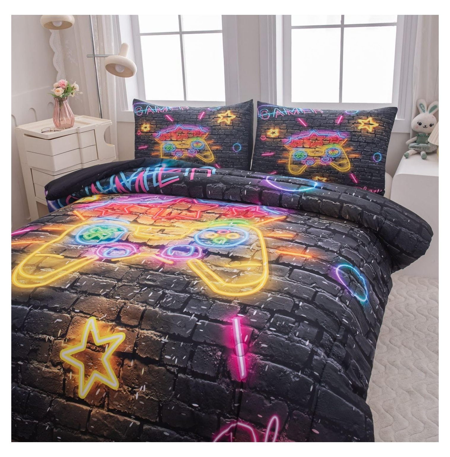 Jia ma sha Gamer Comforter Sets for Boys Full Size Bedding Set for Kids ...