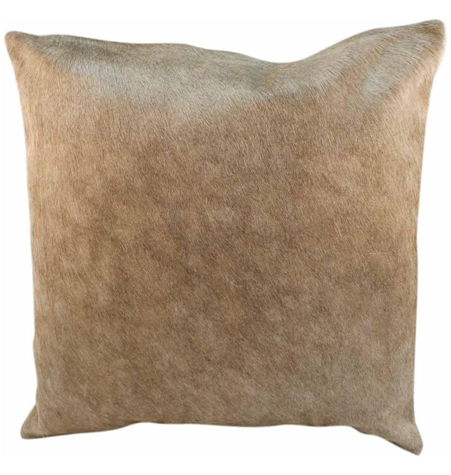 Jia ma sha Genuine Cowhide Throw Pillow (Taupe, 20x20) - Authentic ...