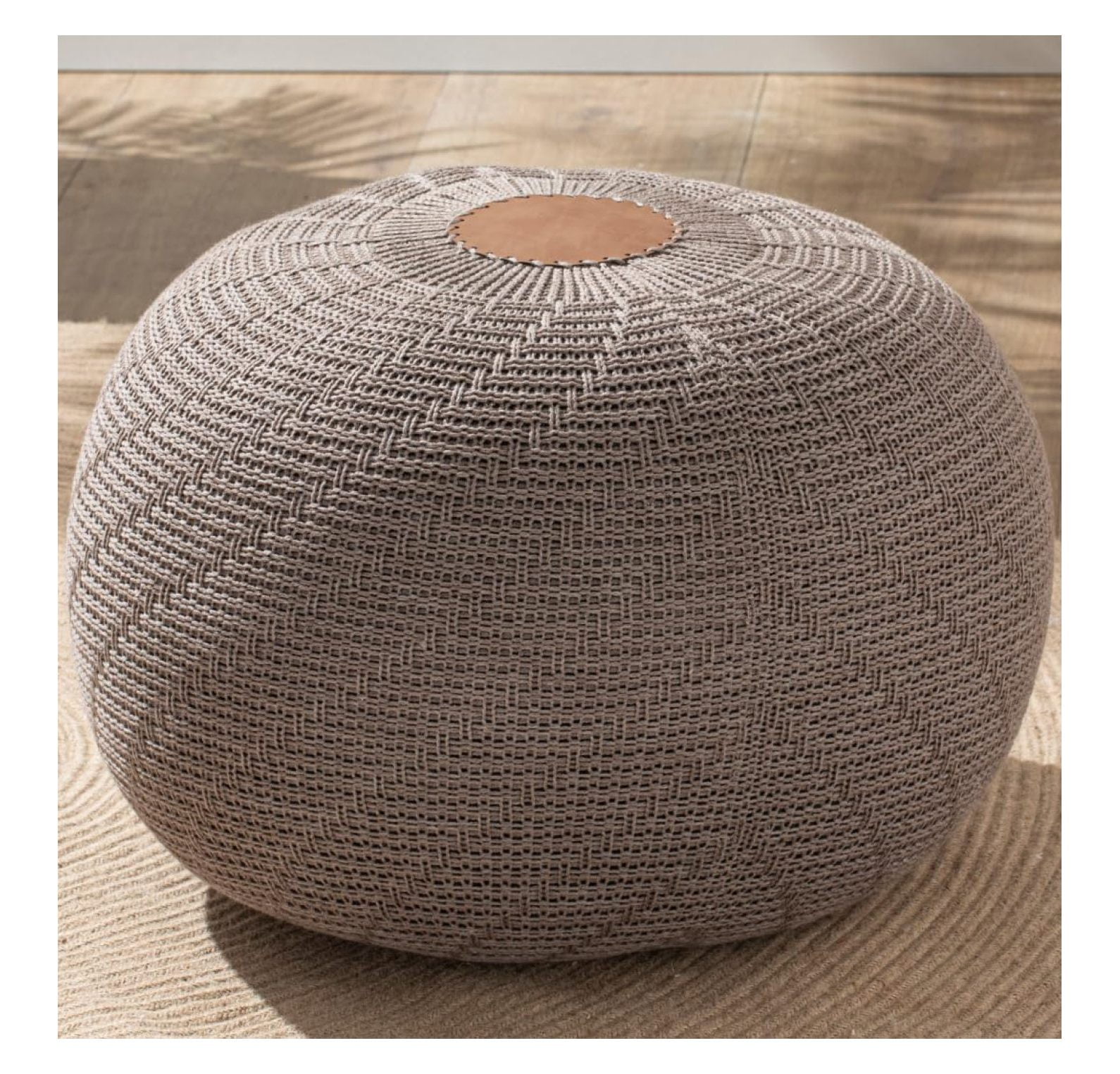 Jia ma sha Large Ottoman Foot Stool, Knitted Foot Rest, Round Pouf ...