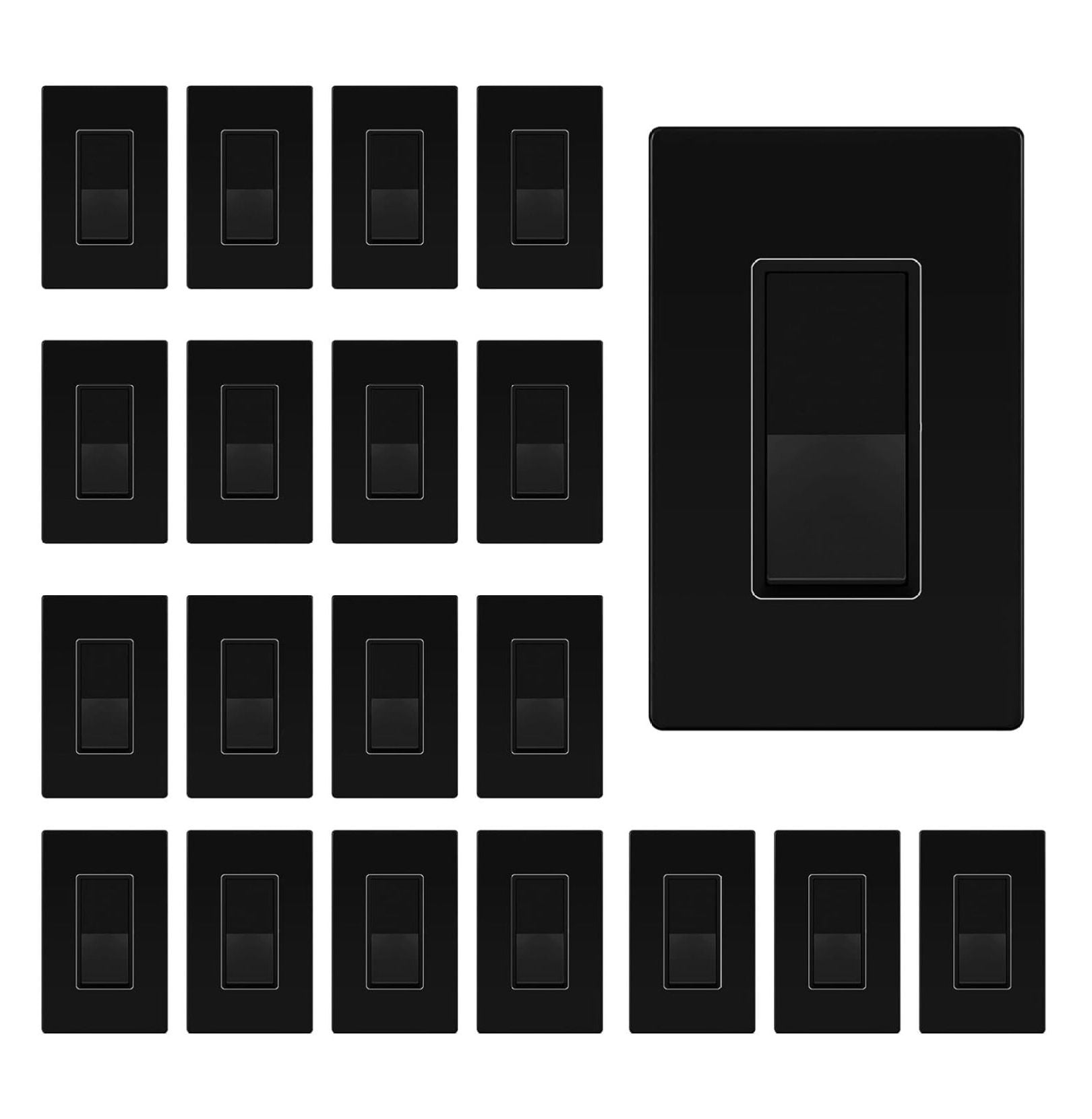 Jia ma sha Matte Black Light Switch with Screwless Wall Plate ...