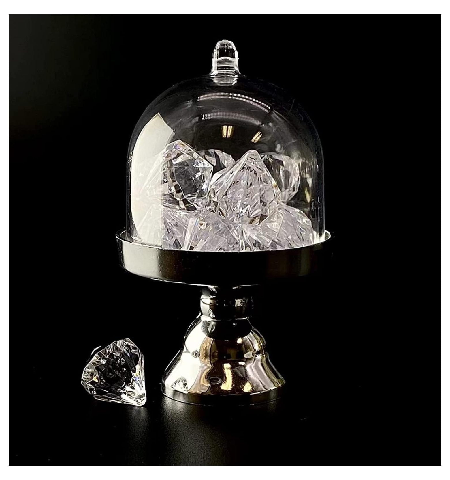 Jia ma sha Pieces Cake Plate Stand with Dome Cover, Silver, - Walmart.com