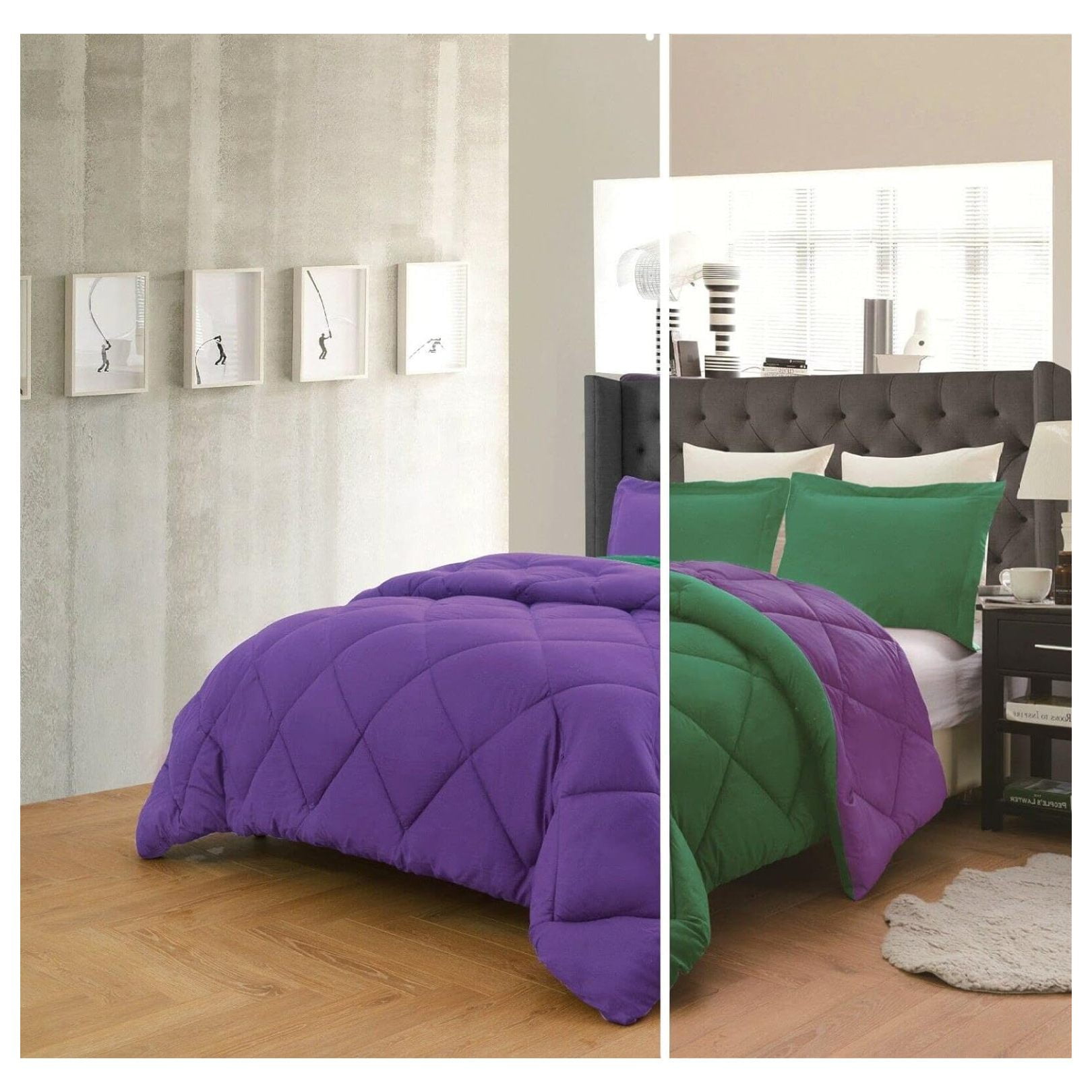 Jia ma sha Reversible Comforter and Pillow Shams 3-Piece Set in 10 ...