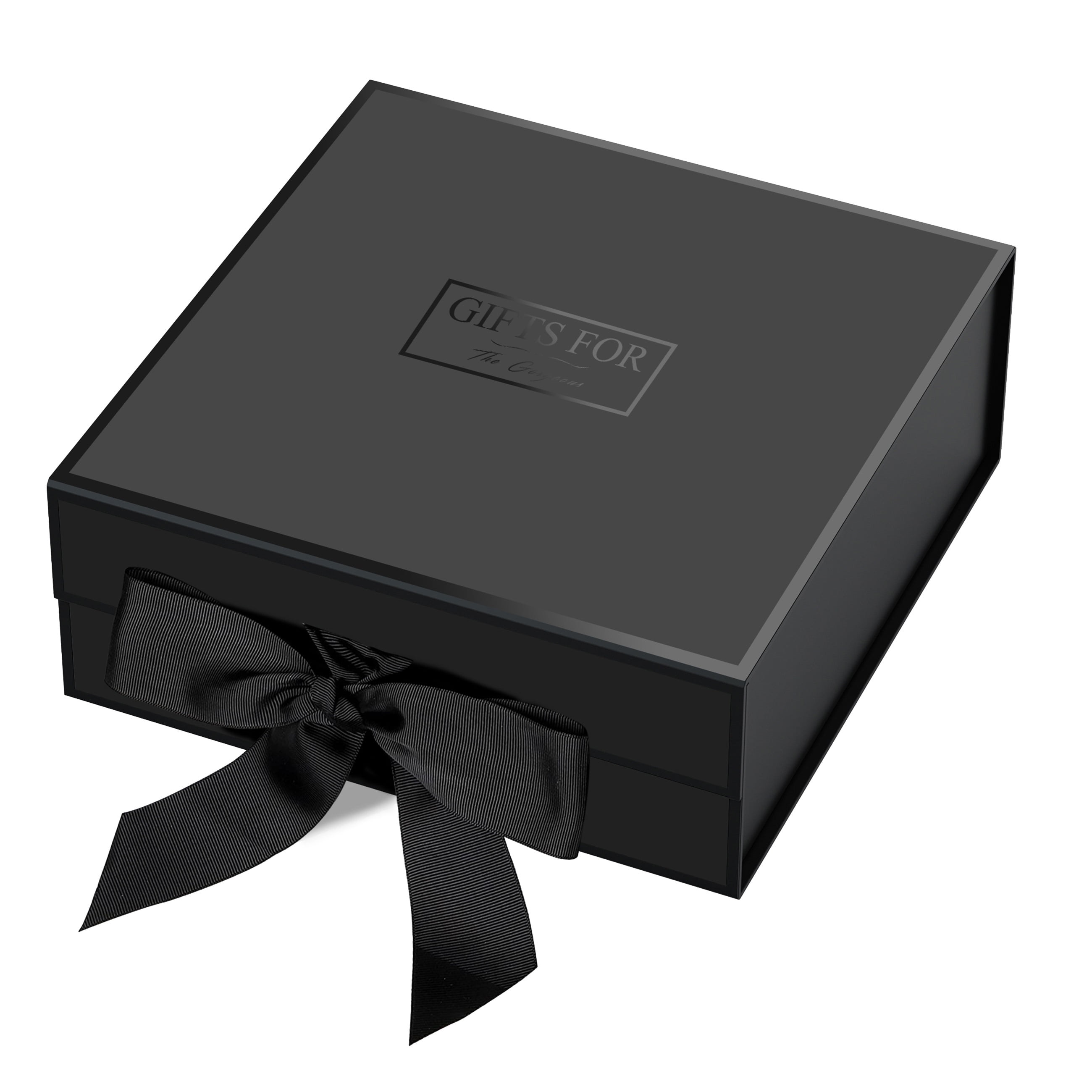 JiaWei World Gift Box, 9.4x9.4x3.7 inches, Small Black Magnetic Gift ...