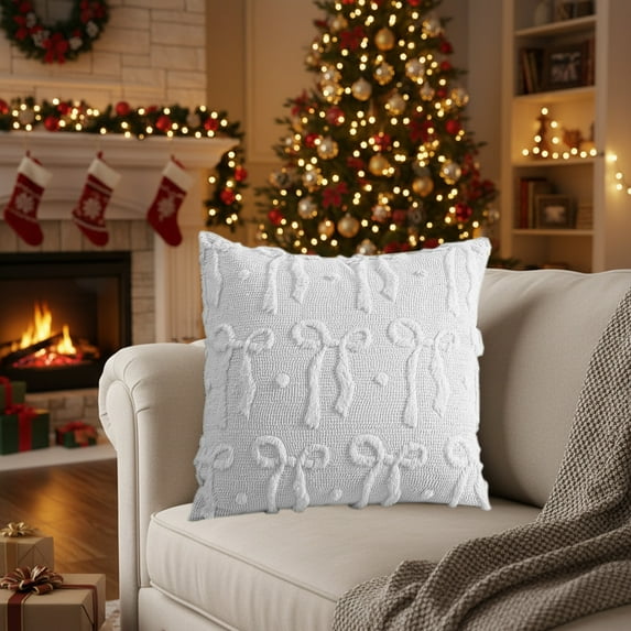 Jiaeri Christmas Pillow Covers Embroidered Tree Design Soft Plush ...