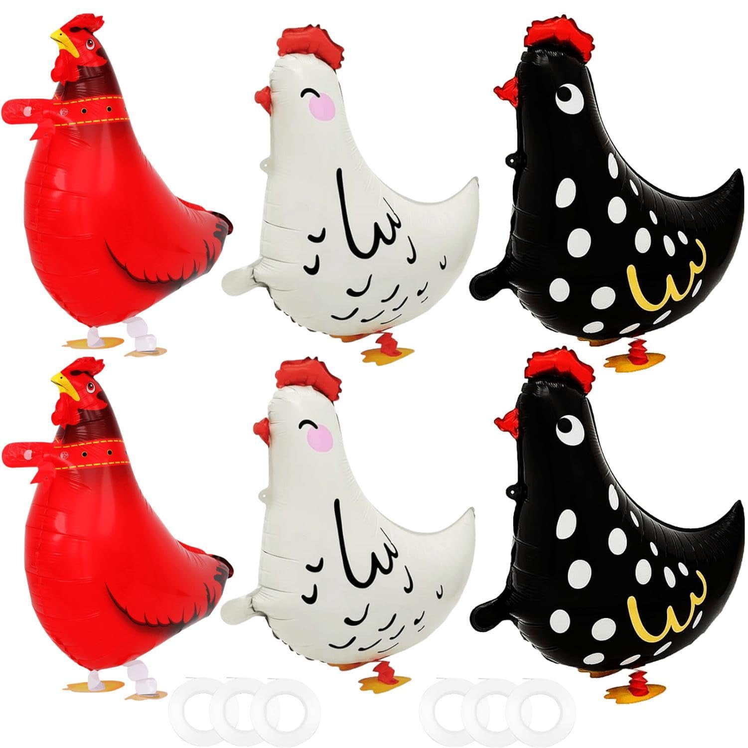 Jiahaoppx 6 Pcs Walking YPF5 Chicken Animal Balloons, White Red and ...
