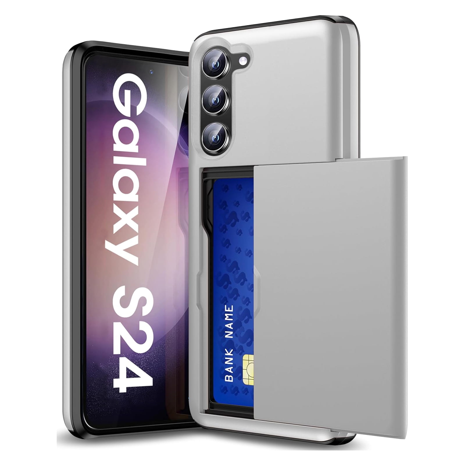 JiaheCover for Samsung S24 Case with Card Holder Dual Layer Shockproof ...