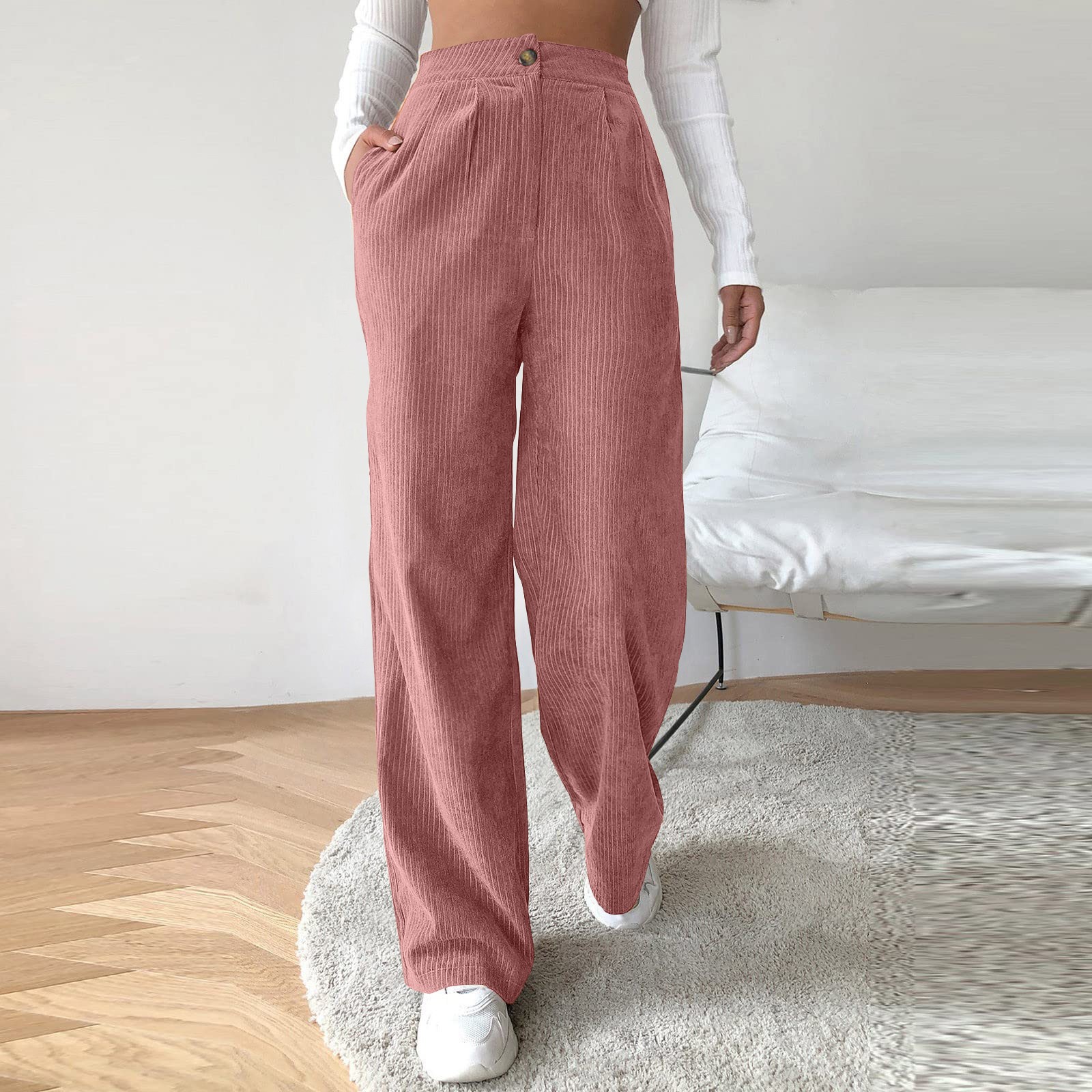 Jiajiamaoyi Women's Pants Ladies Corduroy Pants Casual Ladies Solid ...