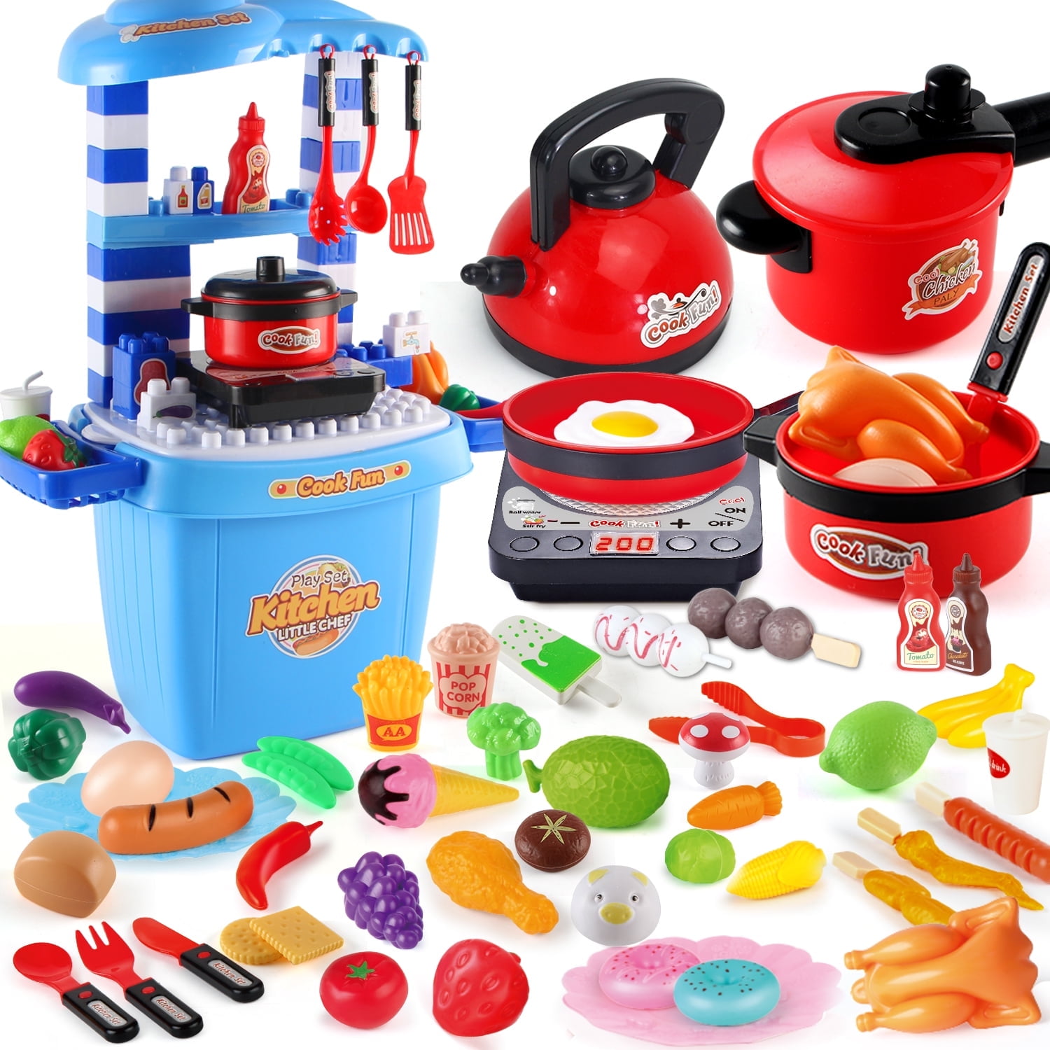 Jiakora Play Kitchen set for Girls 3-6 Years, Pretend Food Cooking Toy ...