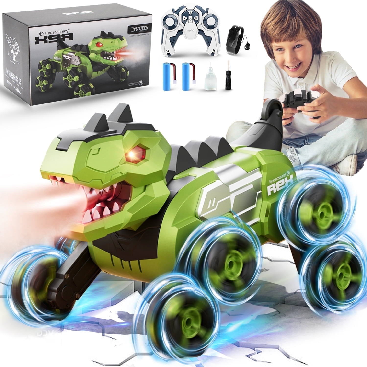 Jiakora Remote Control Dinosaur Car Robot Toys with Spray Lights ...