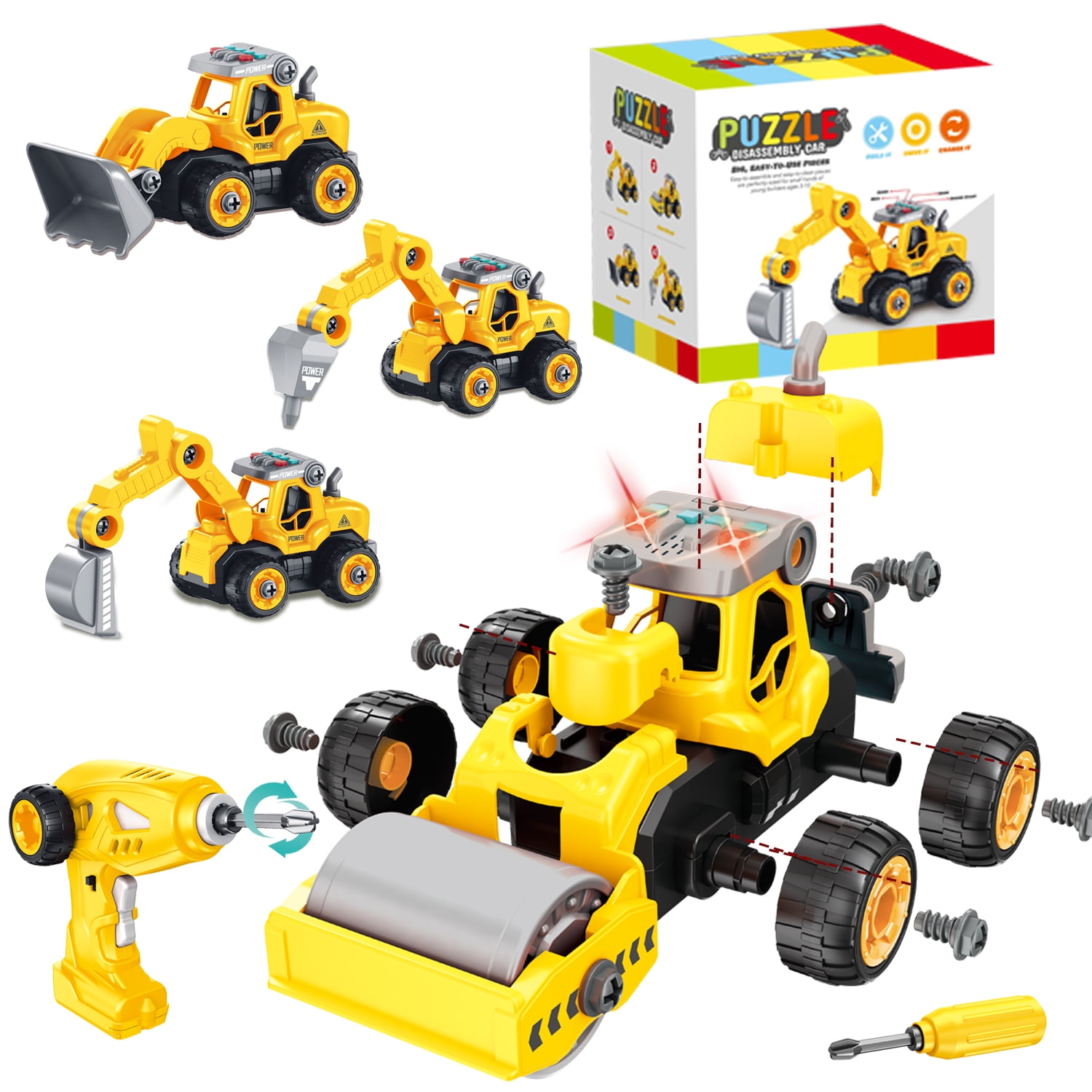 Jiakora 4-in-1 RC Truck Construction Toy Set for Toddlers - Take Apart ...