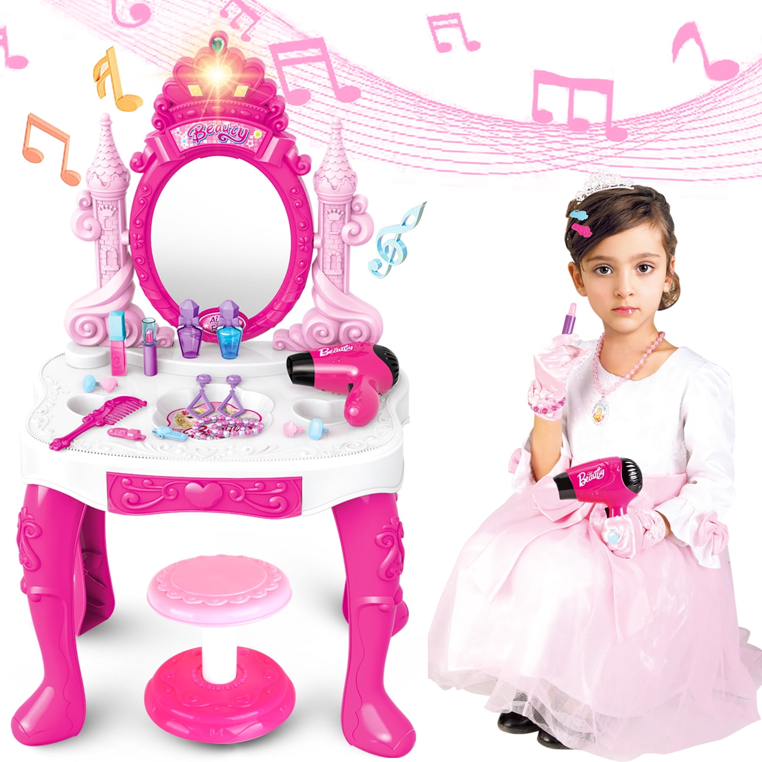 Free Shipping! Jiakora Toddler Vanity Makeup Table with Mirror and ...