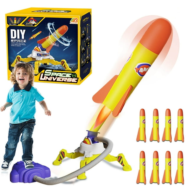 Jiakora Toy Rocket Launcher for Kids, Launch up to 100 ft, 8 Rockets ...