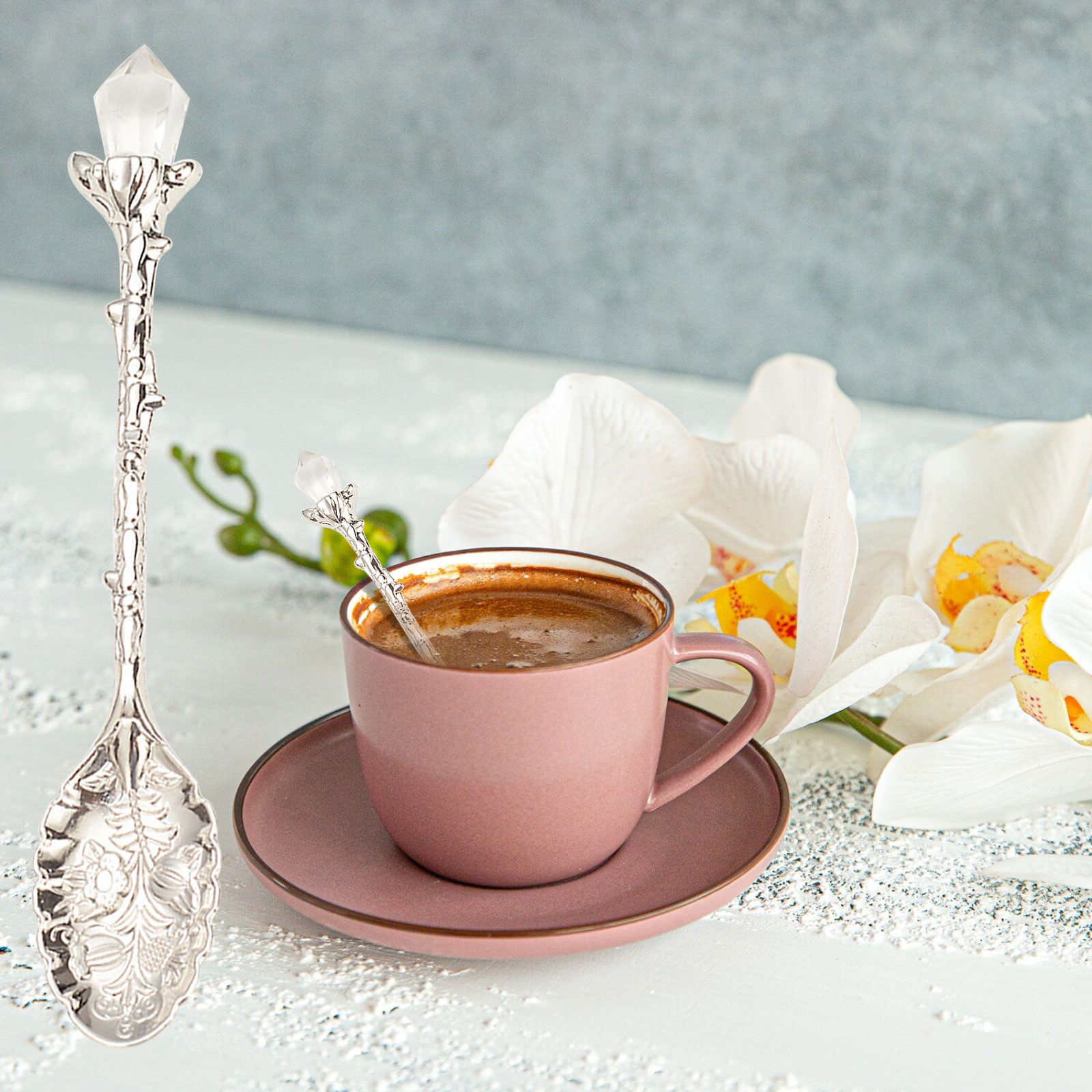 Jialili Vintage Crystal Tea Spoon Vintage Crystal Head Spoon Metal Soup ...