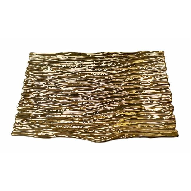 Jiallo 69020 13.25 x 8.75 in. Botanic Porcelain Tree Bark Tray, Gold ...