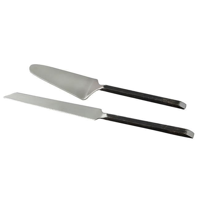 Jiallo 70007 Gibraltar Cake Servers Set, 2 Tone Black Matte & Stainless ...