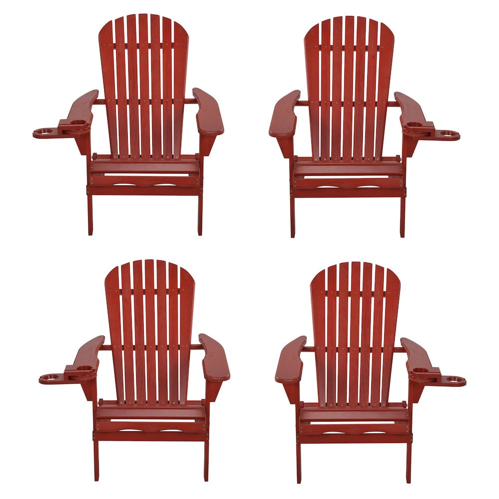 Jiallo Foldable Adirondack Chair With Cup Holder Set Of 4 - Walmart.com