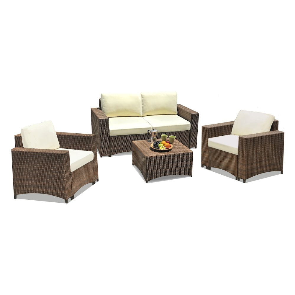 Jiallo Modular 3-Seater Sofa, 2 Armchairs And Coffee Table Conversation ...