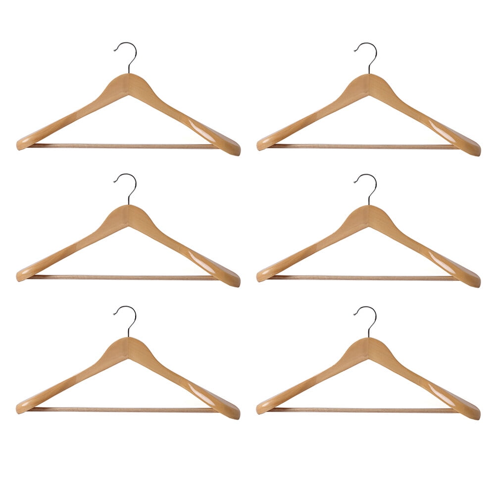 Jiandong Coat Hanger 6Pcs Wood Suit Hangers - Log Color, Non-Pant Bar ...