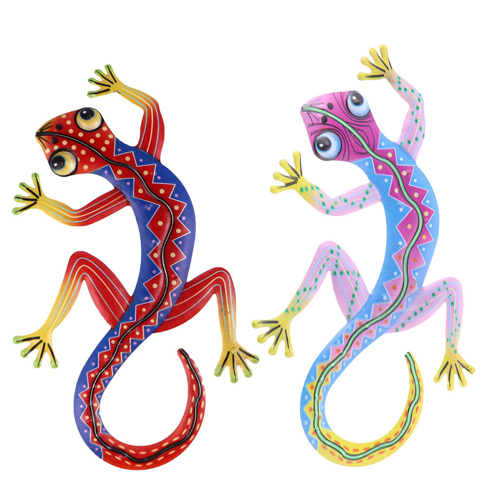 Jiandong Iron Art Gecko 2pcs Metal Gecko Iron Art Gecko Wall Decor Indoor Hanging Sculpture ...