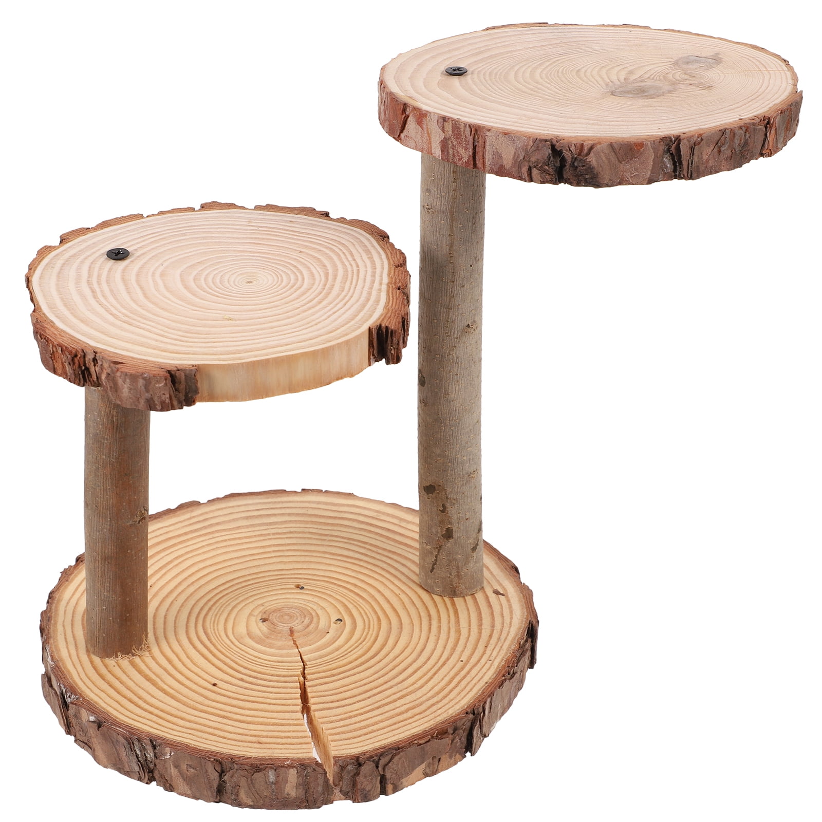 Jiandong Plant Pot Stand 3 Tier Wood Cupcake Stand Tree Bark Cake ...