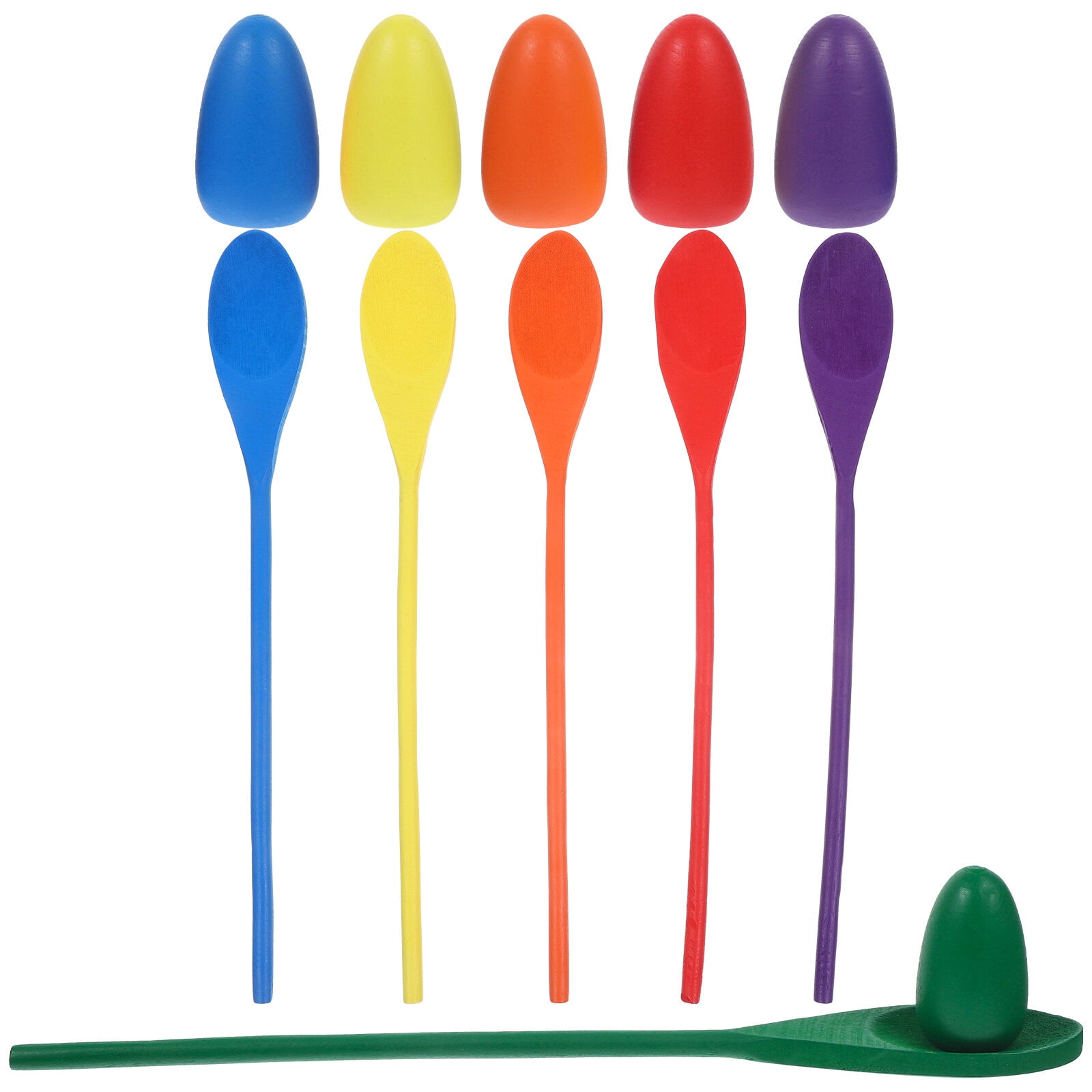 Jiandong Relay Race Game Wooden Egg Spoon Race Game Set 6pcs for Kids ...