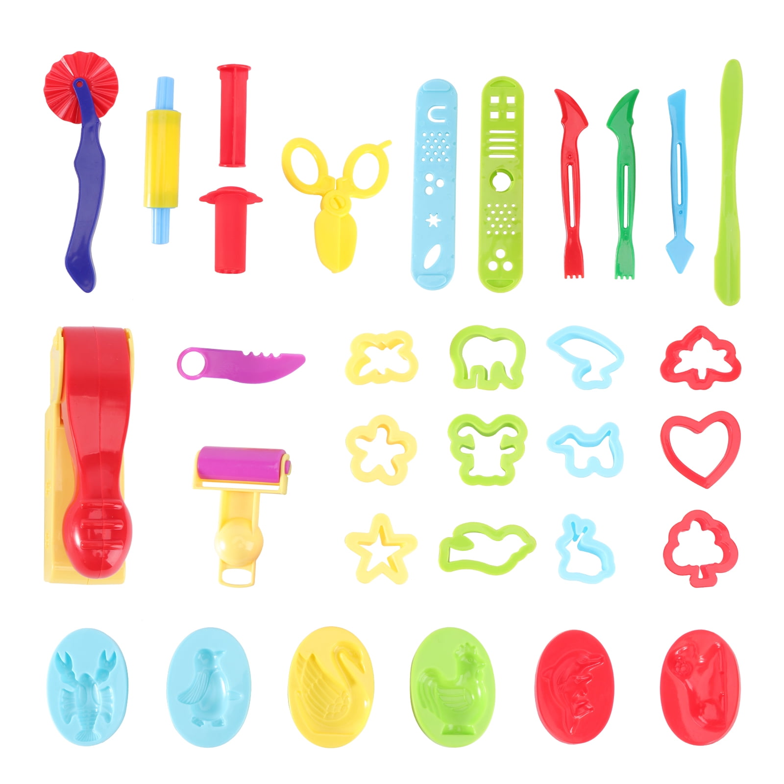 Jiandong diy clay molds 31pcs Tools Molds Clay Rollers Playset for Kids Creative Cutting(9.84X3 ...