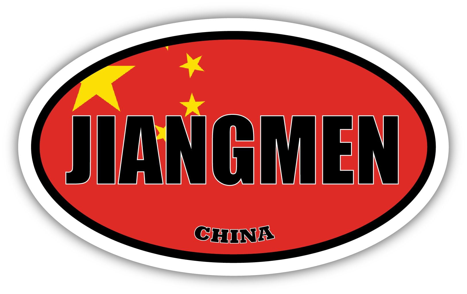 Jiangmen China Flag Oval Decal Vinyl Bumper Sticker 3x5 inches ...