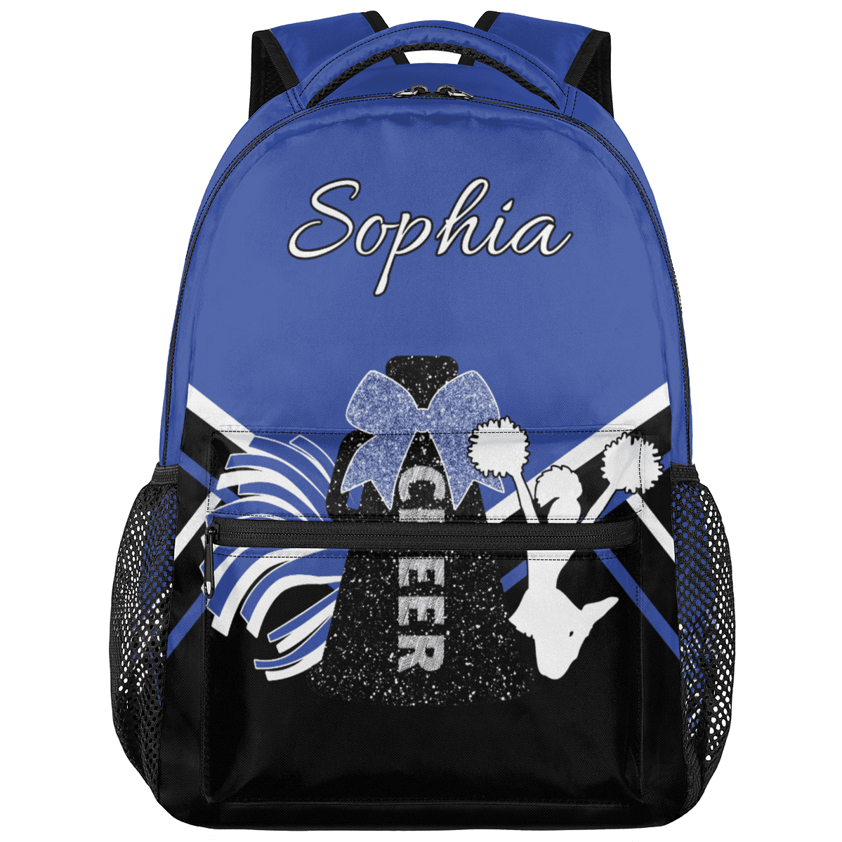 Jiaoprinted Black Blue Custom Cheer Backpack, Personalized Cheerleading ...